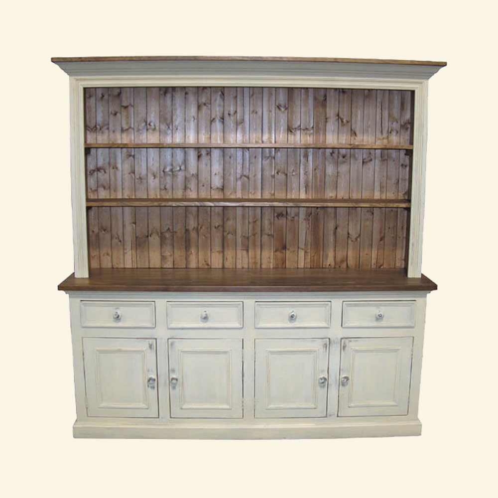 French Country 4 Door Open Shelf Stepback Cupboard | French Country ...