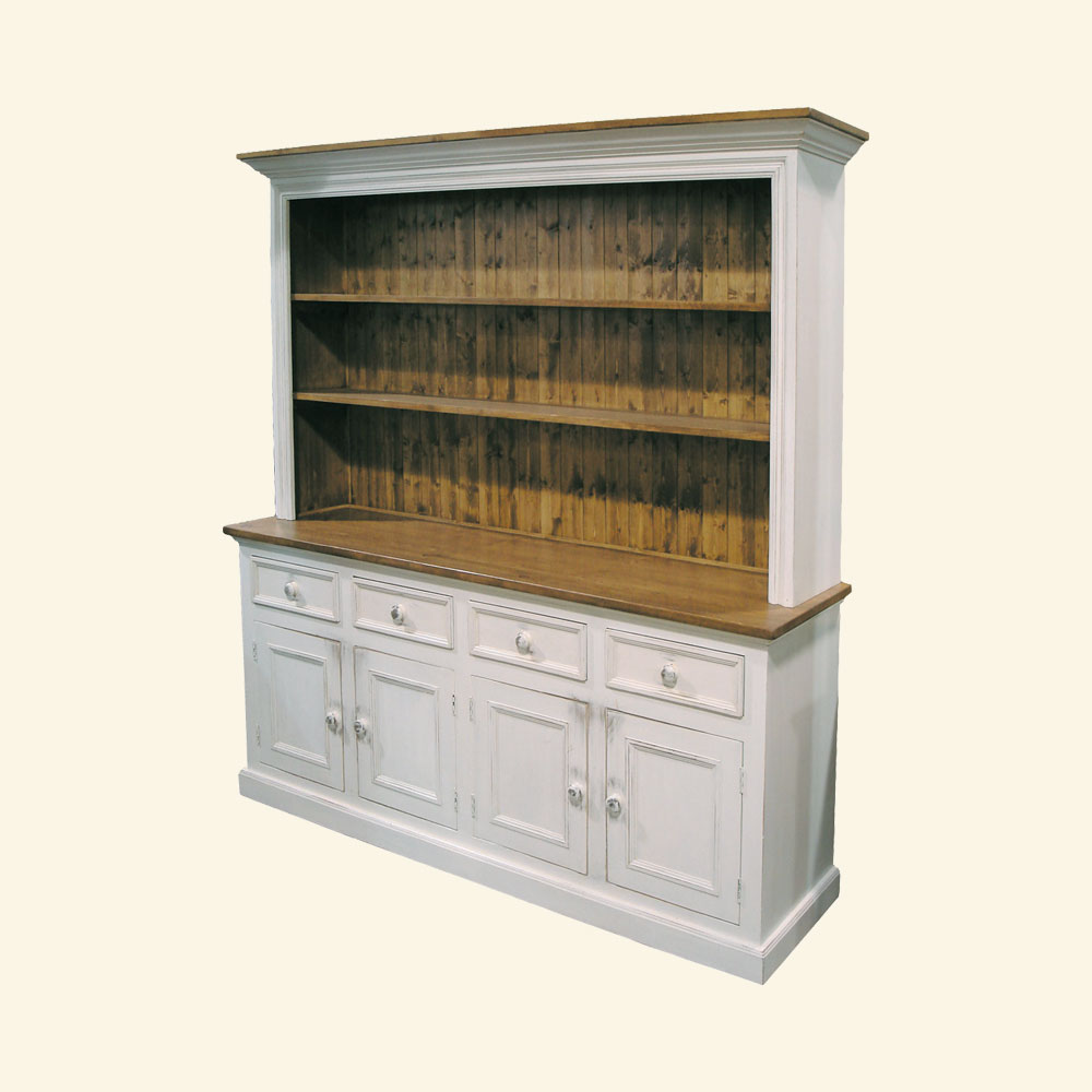 French Country 4 Door Open Shelf Stepback Cupboard | French Country ...