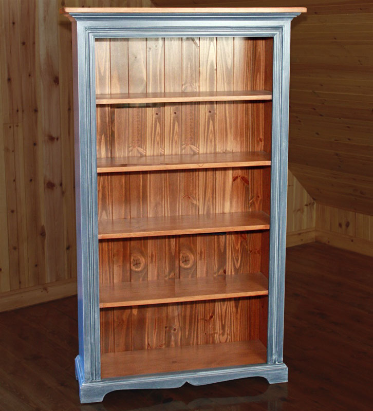 French Country Six Foot Bookcase With Fixed Shelves Painted And Stained Example 1 French 